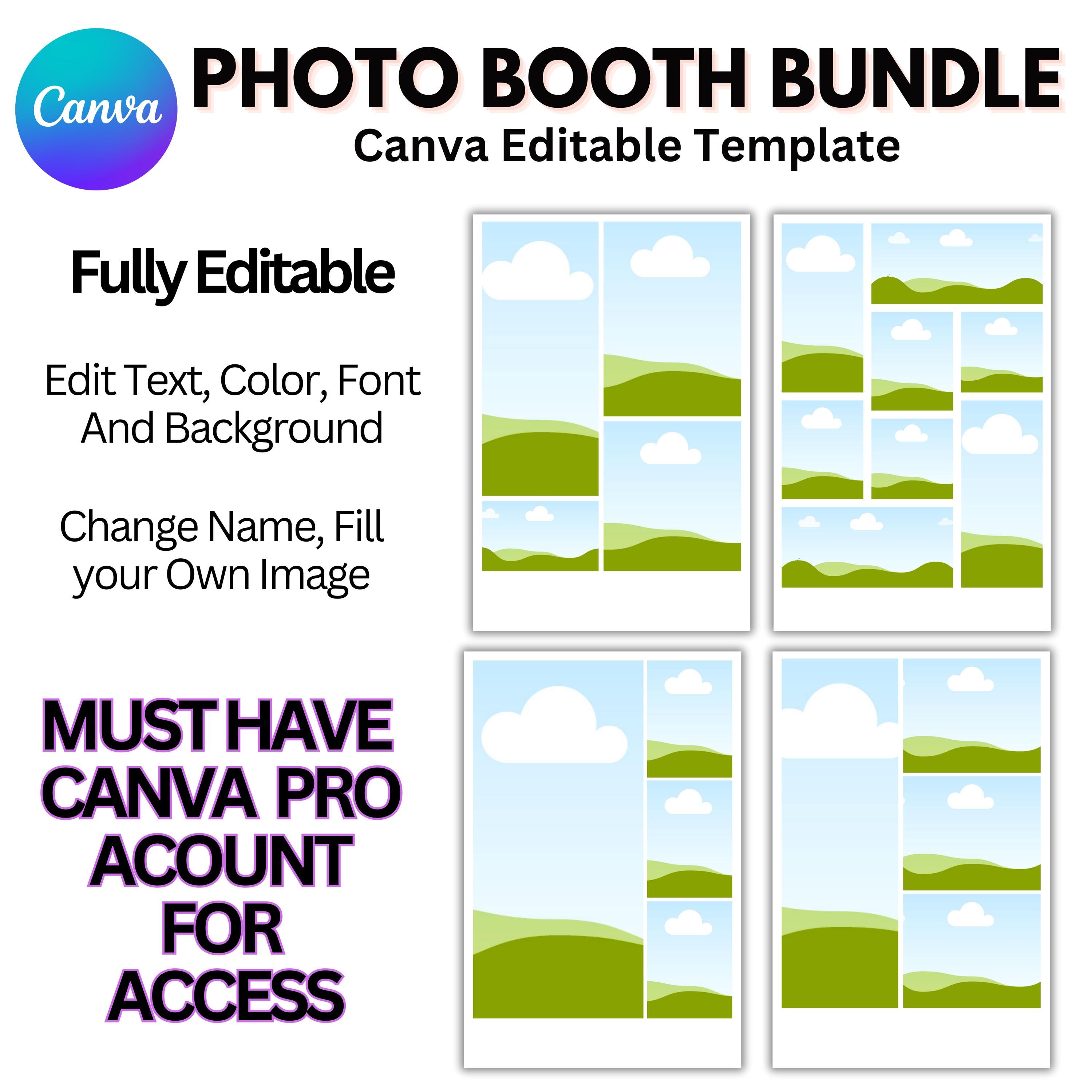 4×6 Photo Booth Canva Frame Template Bundle, 39 Photo Strip & Collage ...