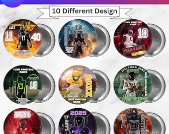 Football Pin Button Canva Template, Editable Game Day Buttons, Custom ...
