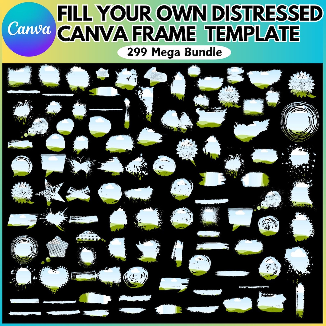 Bleach Effect Distressed Edge Mega Bundle Canva Editable Frames ...