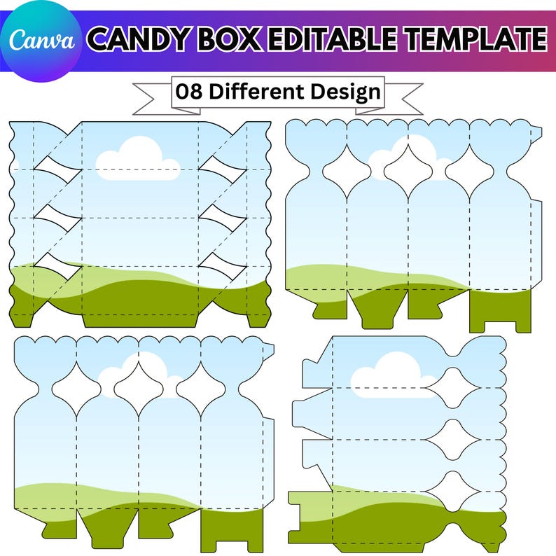 Candy Box Template, Editable Canva Candy Box, Printable Gift Box ...