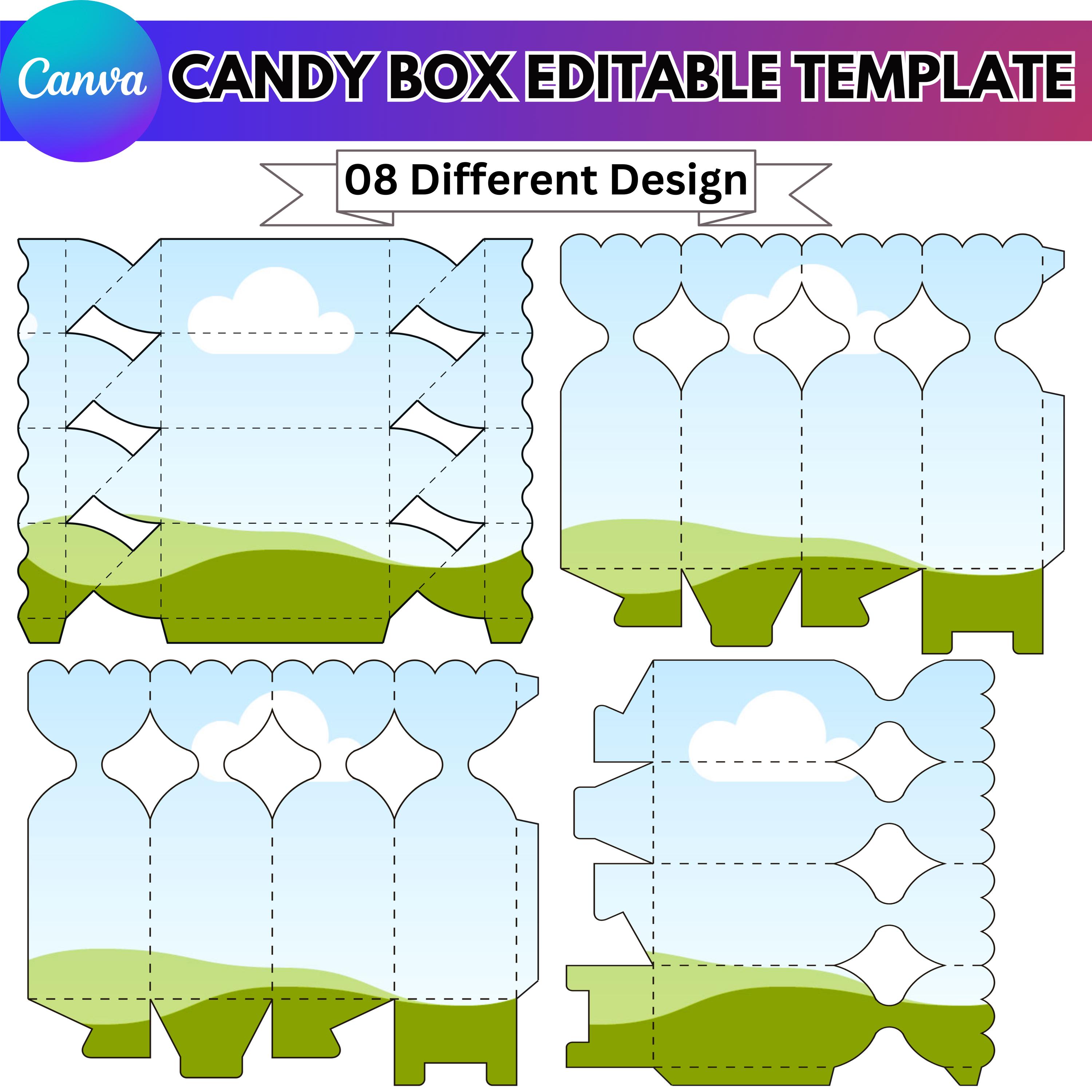 Candy Box Template, Editable Canva Candy Box, Printable Gift Box ...