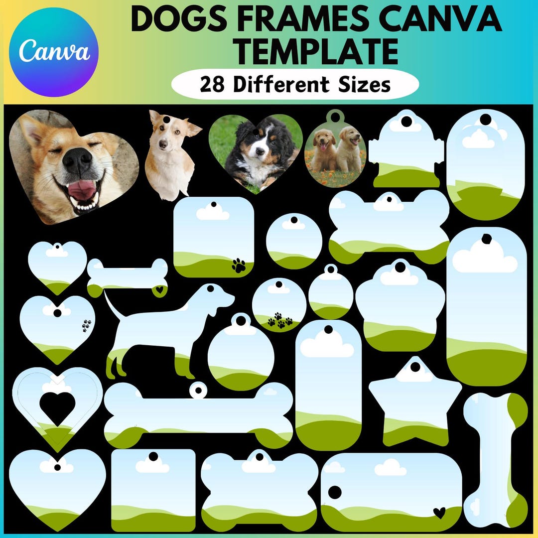 Dog Canva Editable Template, Design Your Own Dog Tag, Dog Bone Canva ...