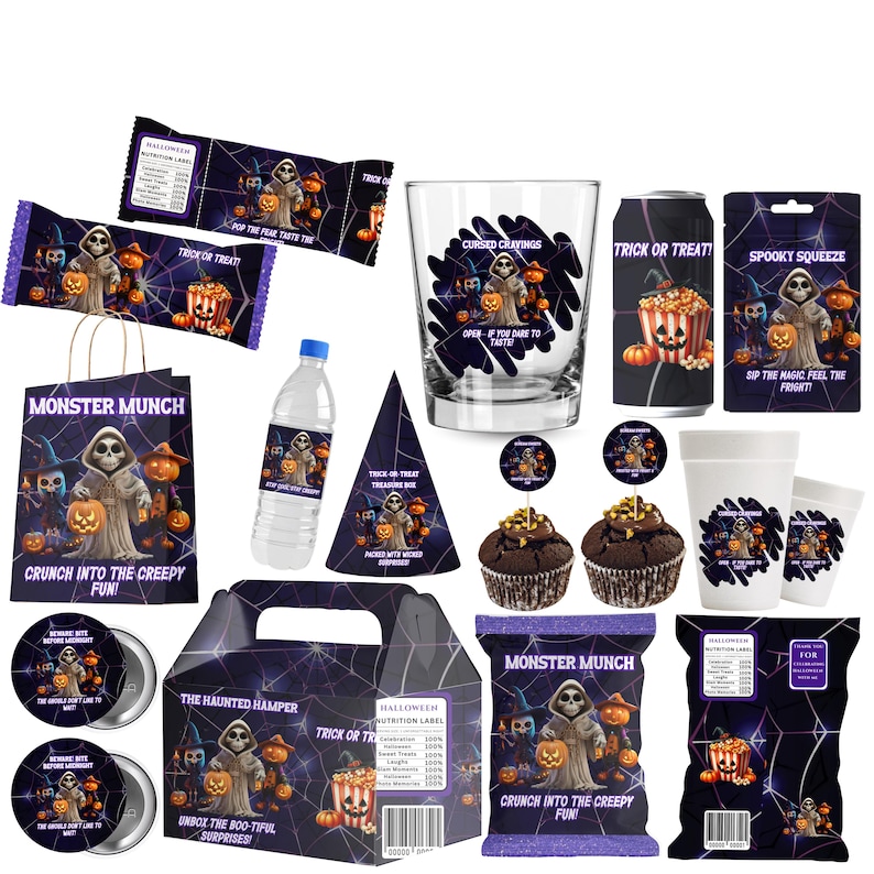 Halloween Chip Bag Label Canva Template, Editable Chip Bag Party Favor ...