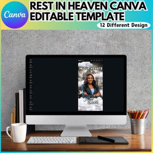 Rest in Heaven Photo Canva Editable Template, in Loving Memory PNG ...