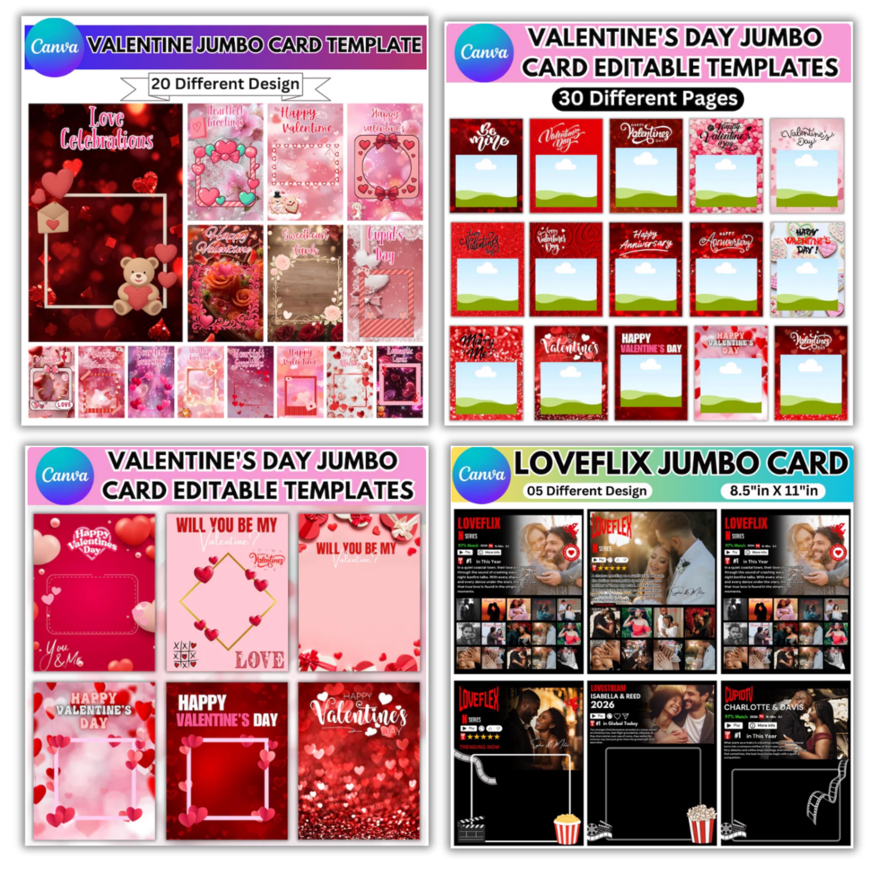 Valentine Jumbo Pack Card Mega Bundle Template, Custom Photo Collage ...