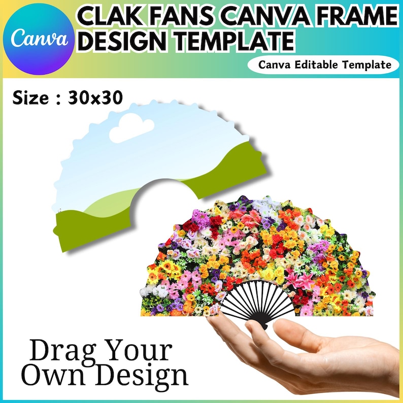 Clack Fan Editable Canva Template, Chinese Fan Template, Sublimation ...