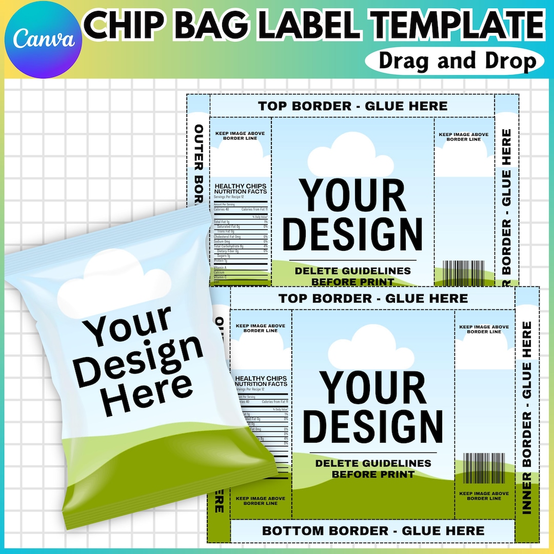 Chip Bag Canva Editable Template Bundle, Printable Snack Bag Design ...