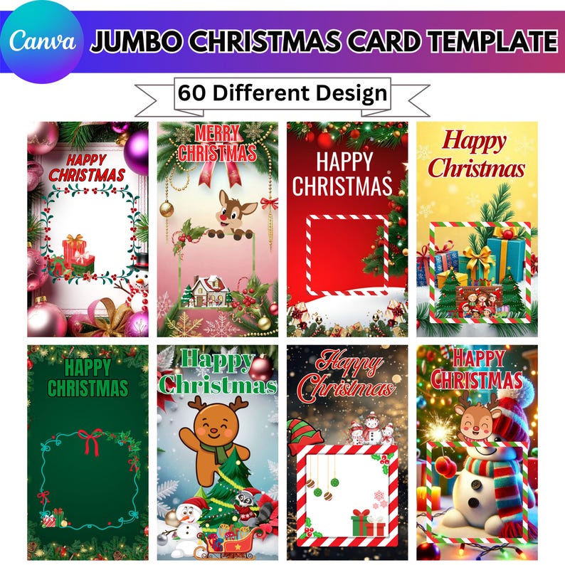 Jumbo Christmas Cards Bundle, Jumbo Christmas Card Templates, Christmas ...