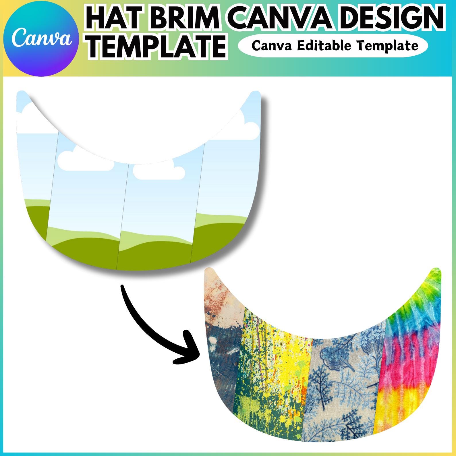 Hat Brim Canva Frame Editable Template, Canva Hat Brim Design ...
