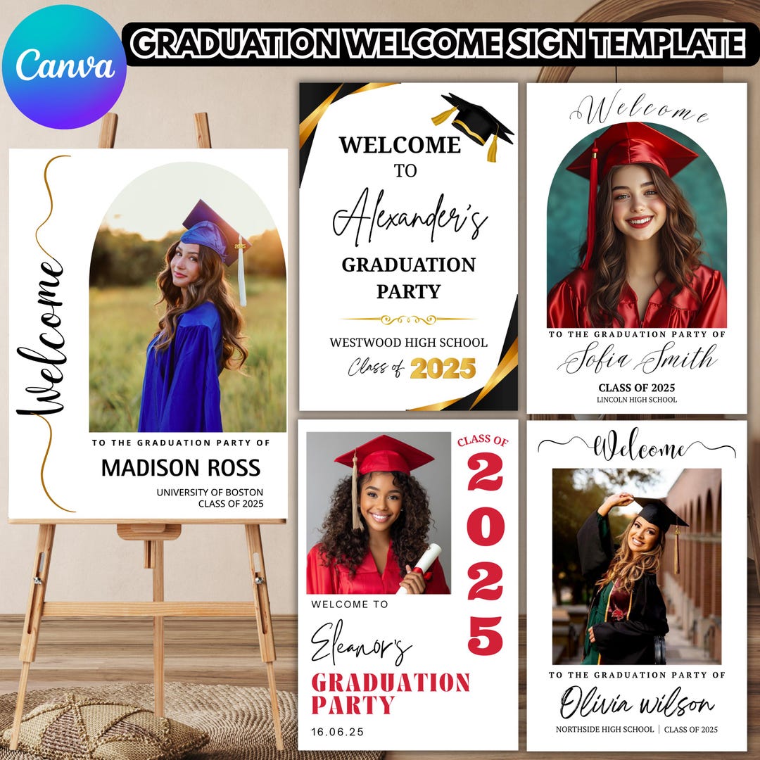 Graduation Welcome Sign Canva Editable Template, Graduation Yard Sign ...