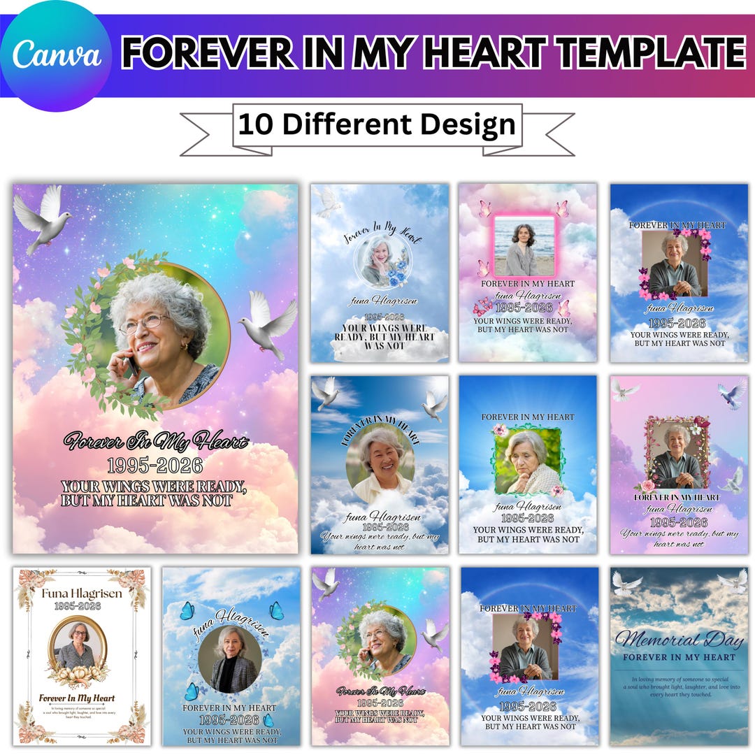 In Loving Memory Design Flyer Canva Editable Forever in My Heart Canva ...