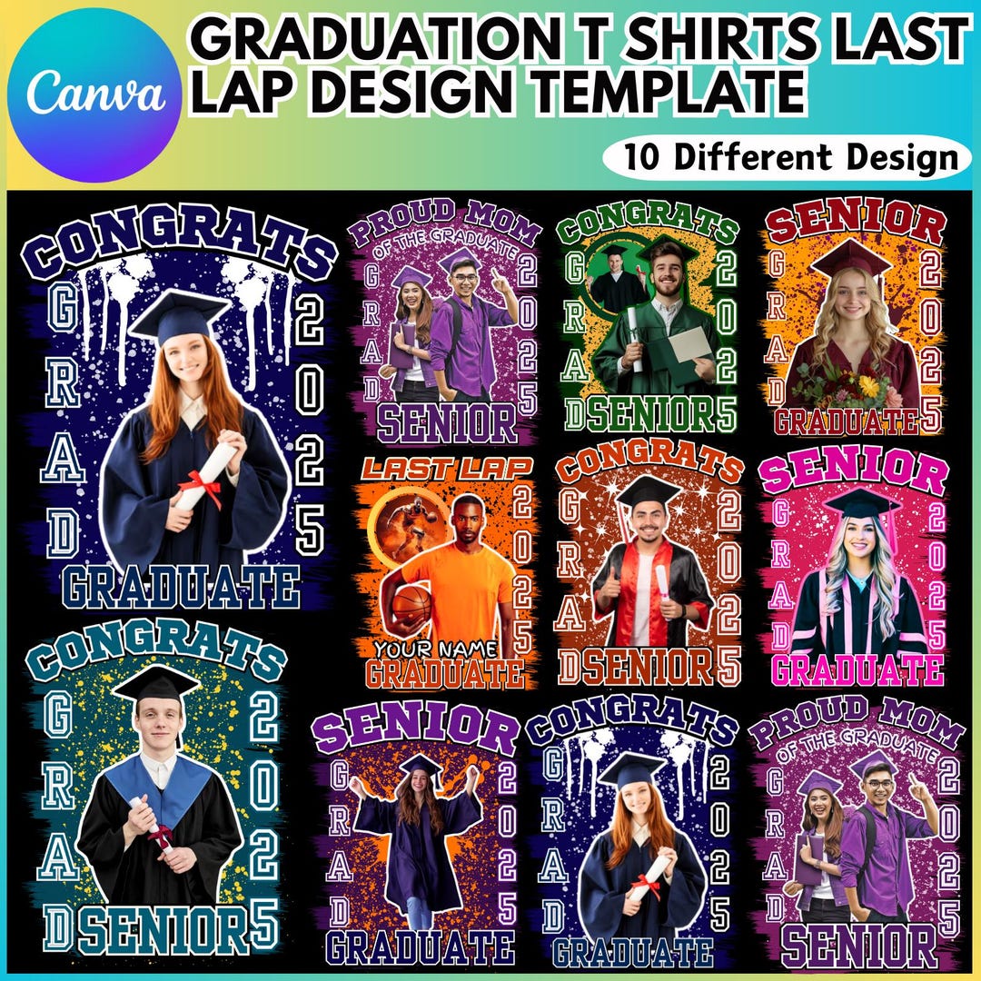 10 Graduation Last Lap Canva Editable Template, Graduation T-shirt ...