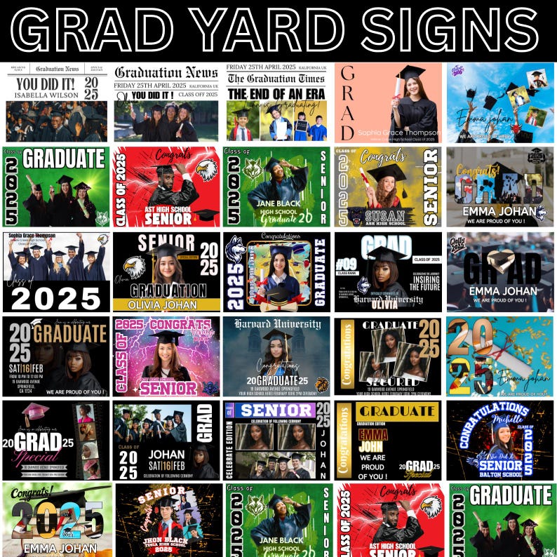 Graduation Yard Sign Canva Editable Templates, Congrats Grad Signs ...