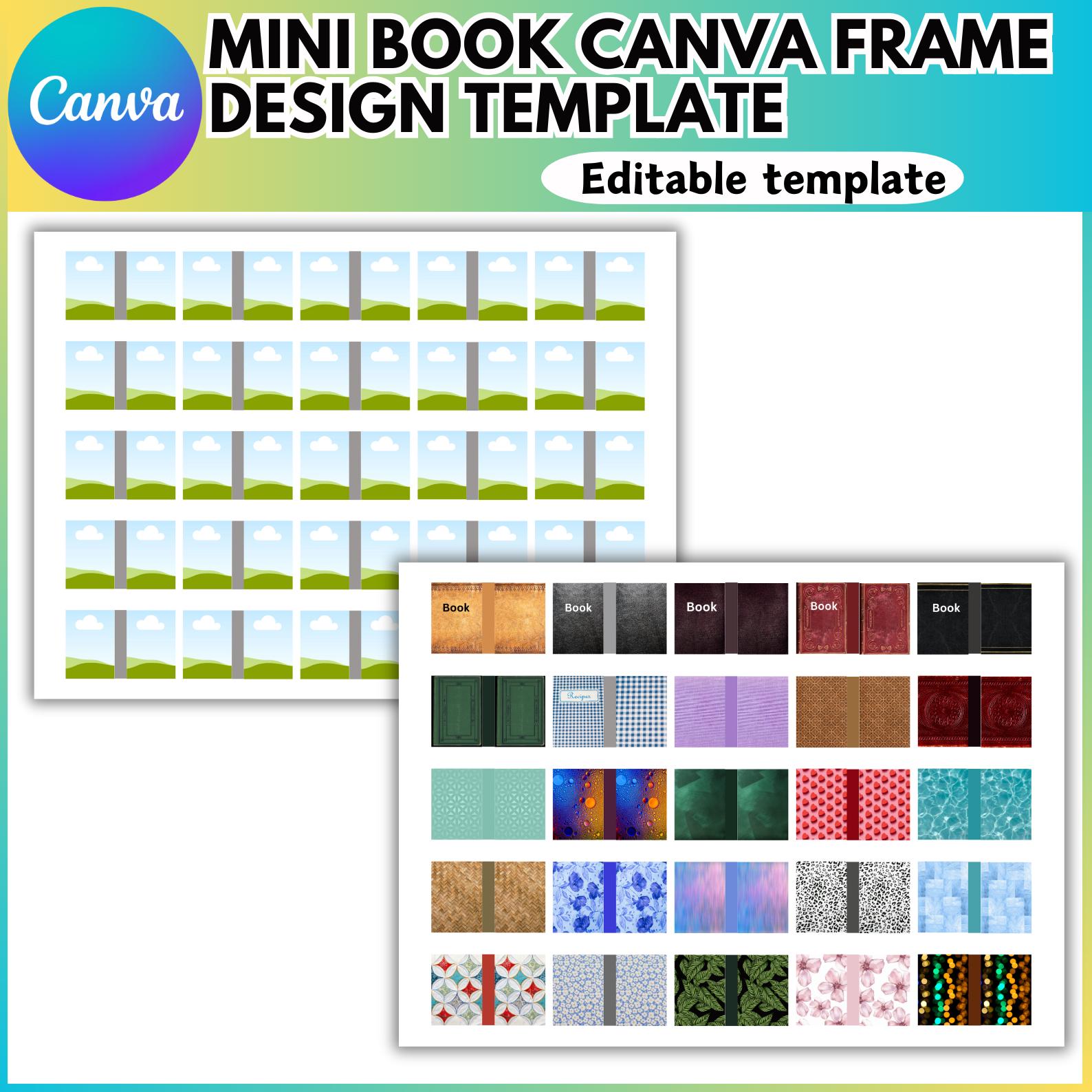 Mini Book Canva Frame Editable Template, Mini Book Design, Fill Your ...