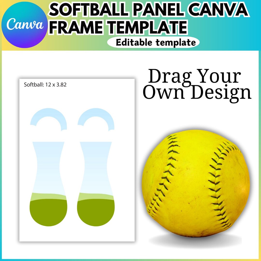 Softball Canva Editable Template, Canva Frame Template, Softball Blank ...