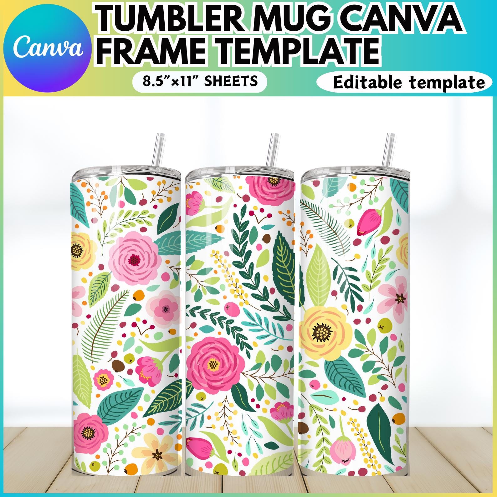 Tumbler Template Canva Editable Bundle, Tumbler Template, Tumbler Wrap ...