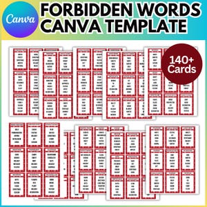 140+ Forbidden Words Cards Canva Editable Template, Christmas Party ...