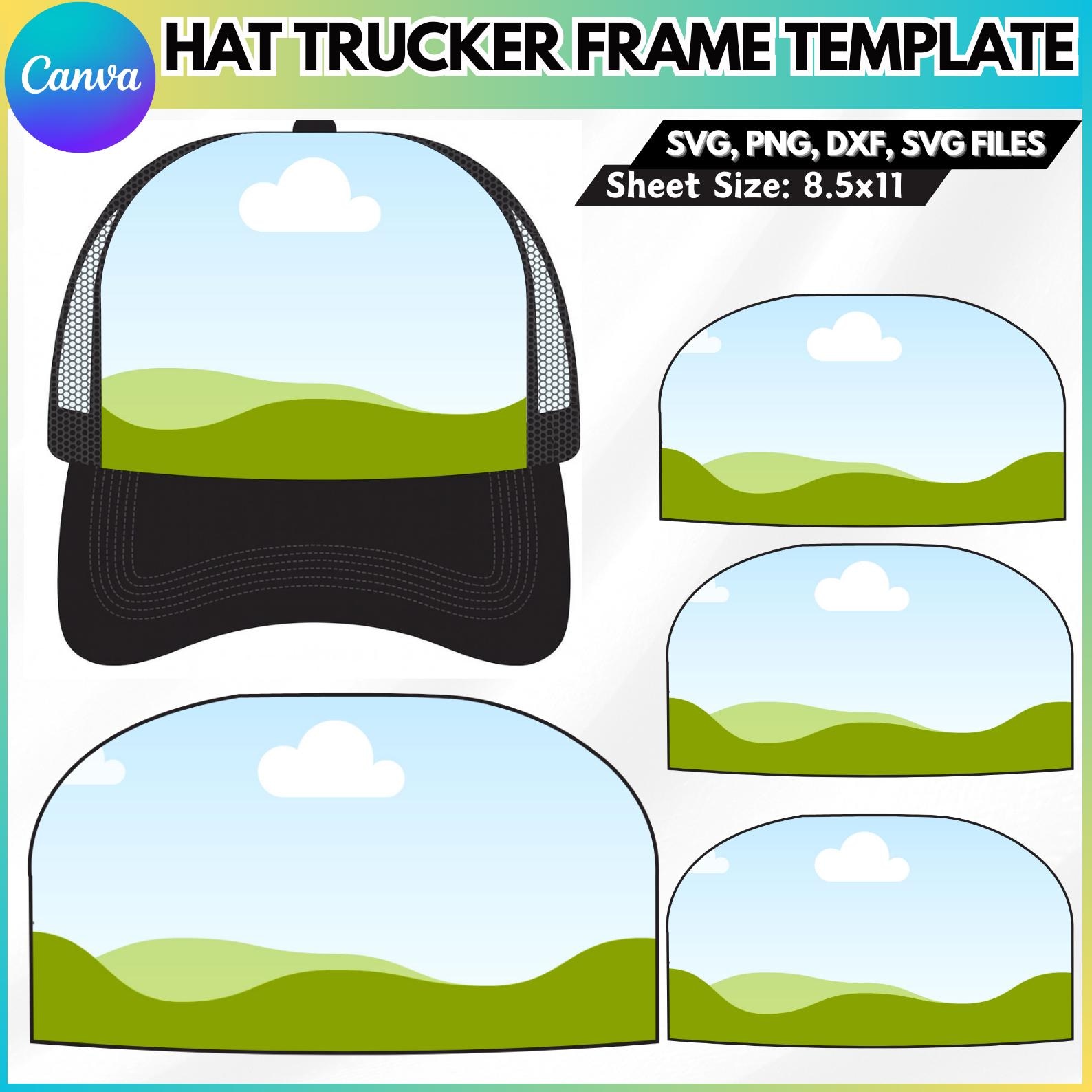 Hat Trucker Canva Editable, DIY Trucker Hat Design Canva, Customizable ...