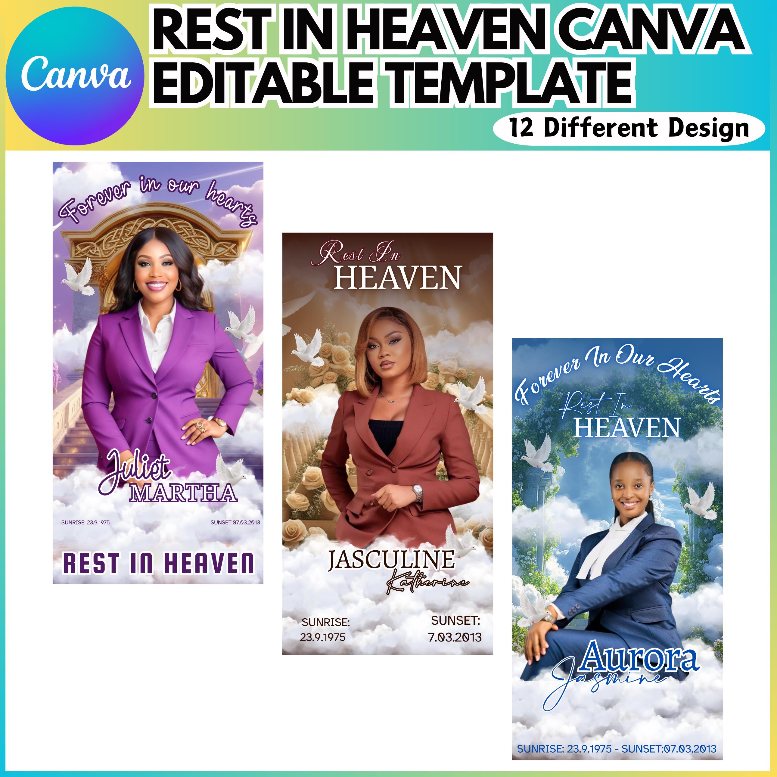 Rest in Heaven Photo Canva Editable Template, in Loving Memory PNG ...