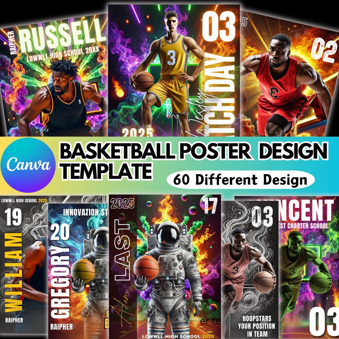 Basketball Poster Canva Editable Template, Basketball Sports Posters ...