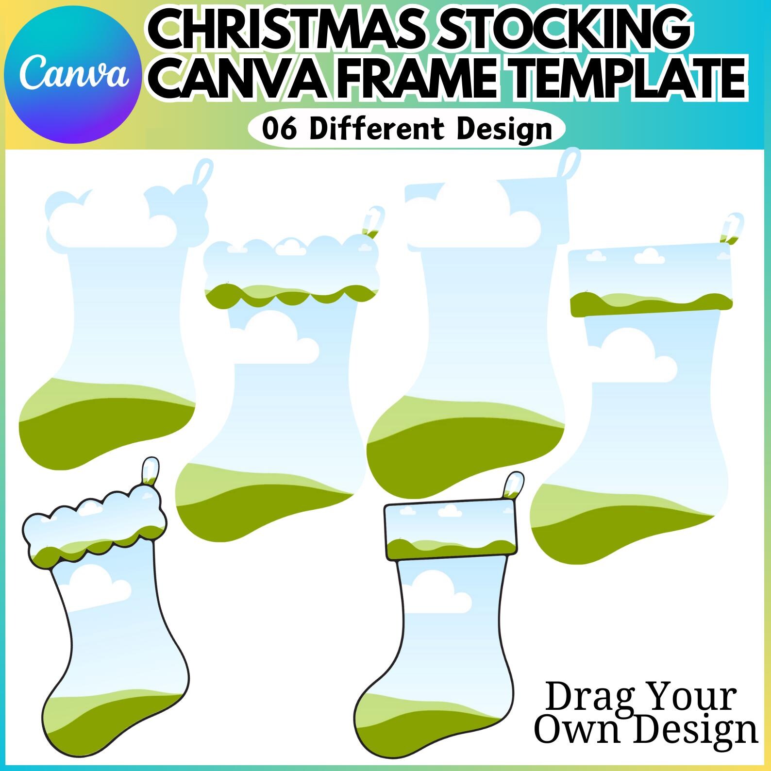 Christmas Stocking Canva Editable Template, Christmas Stocking Frame ...