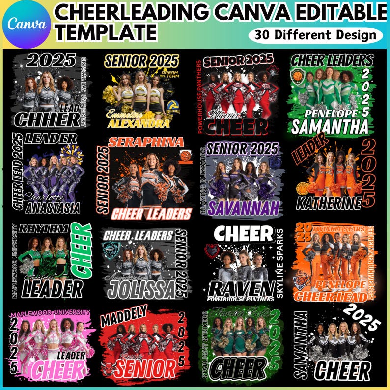 Cheerleading Canva Editable Template, Senior Sport Design, Senior Night ...