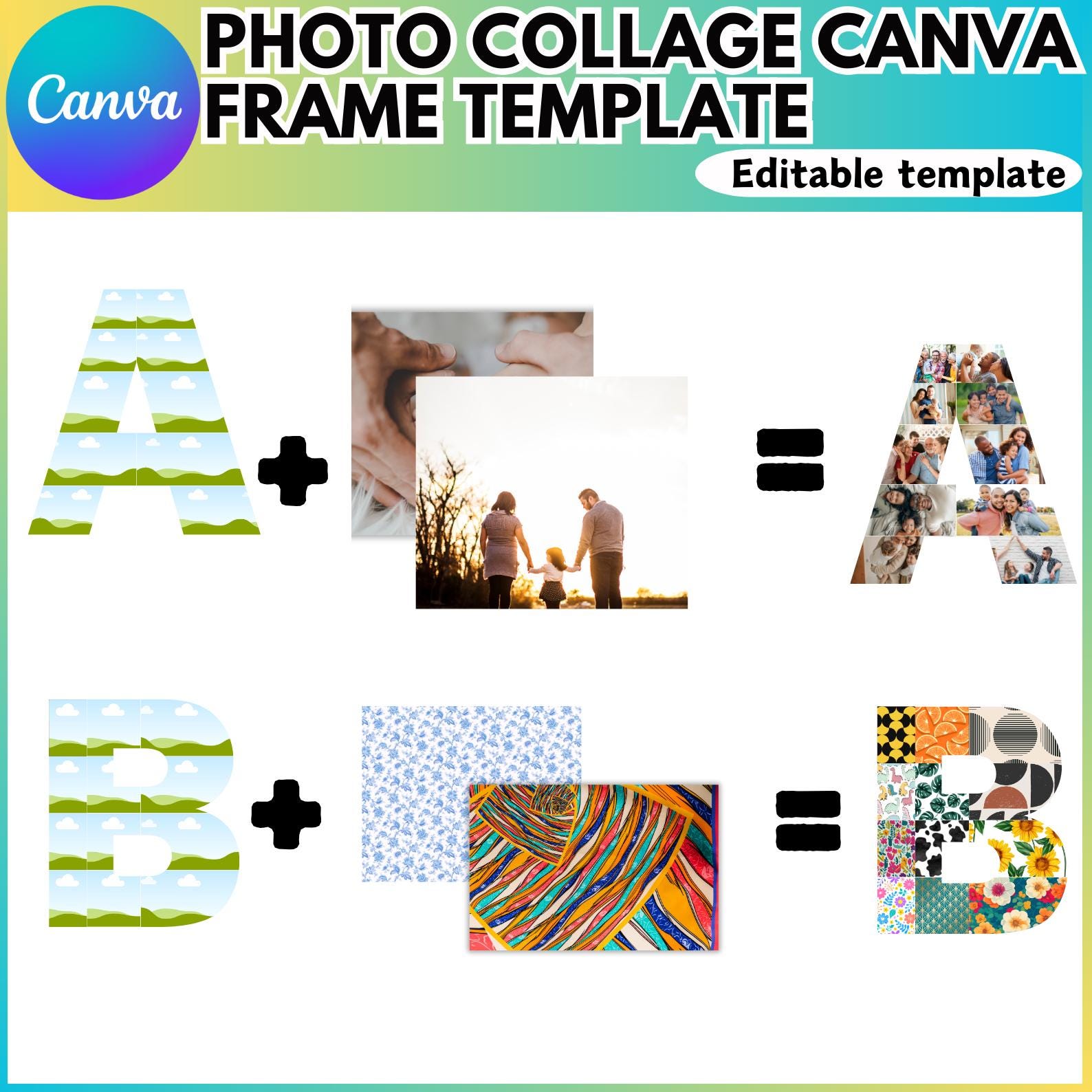 Canva Photo Collage Editable Letters Template, Photo Collage Bundle ...