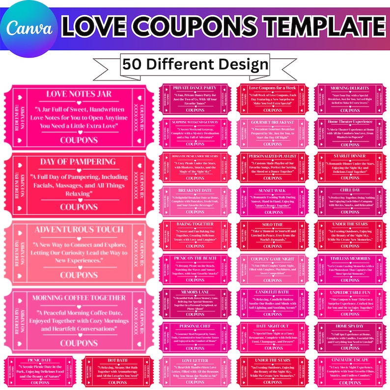 Editable Love Coupons Template | Romantic Gift Coupons | Adult ...