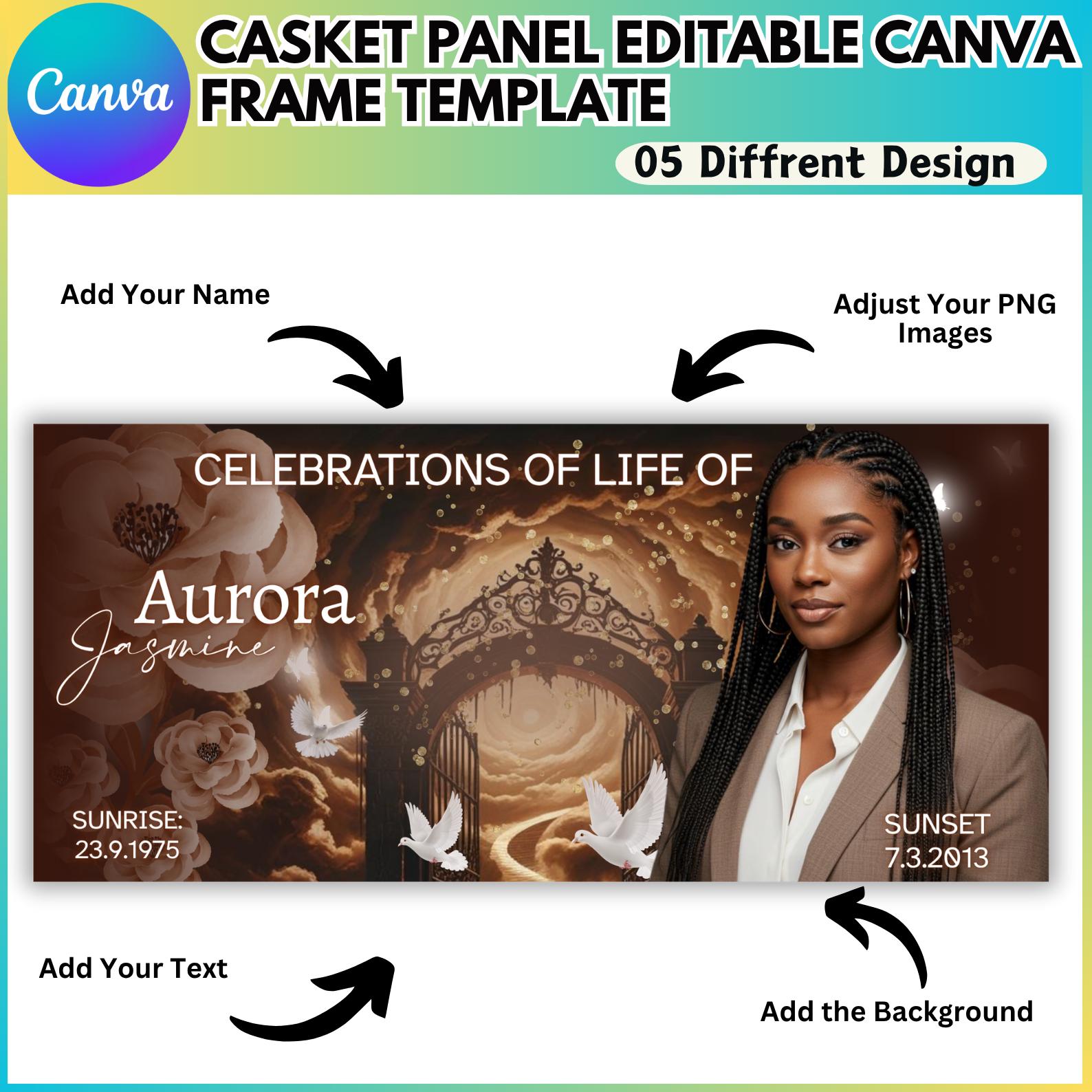 Casket Panel Canva Editable Template, Canva Memorial Panel Template ...