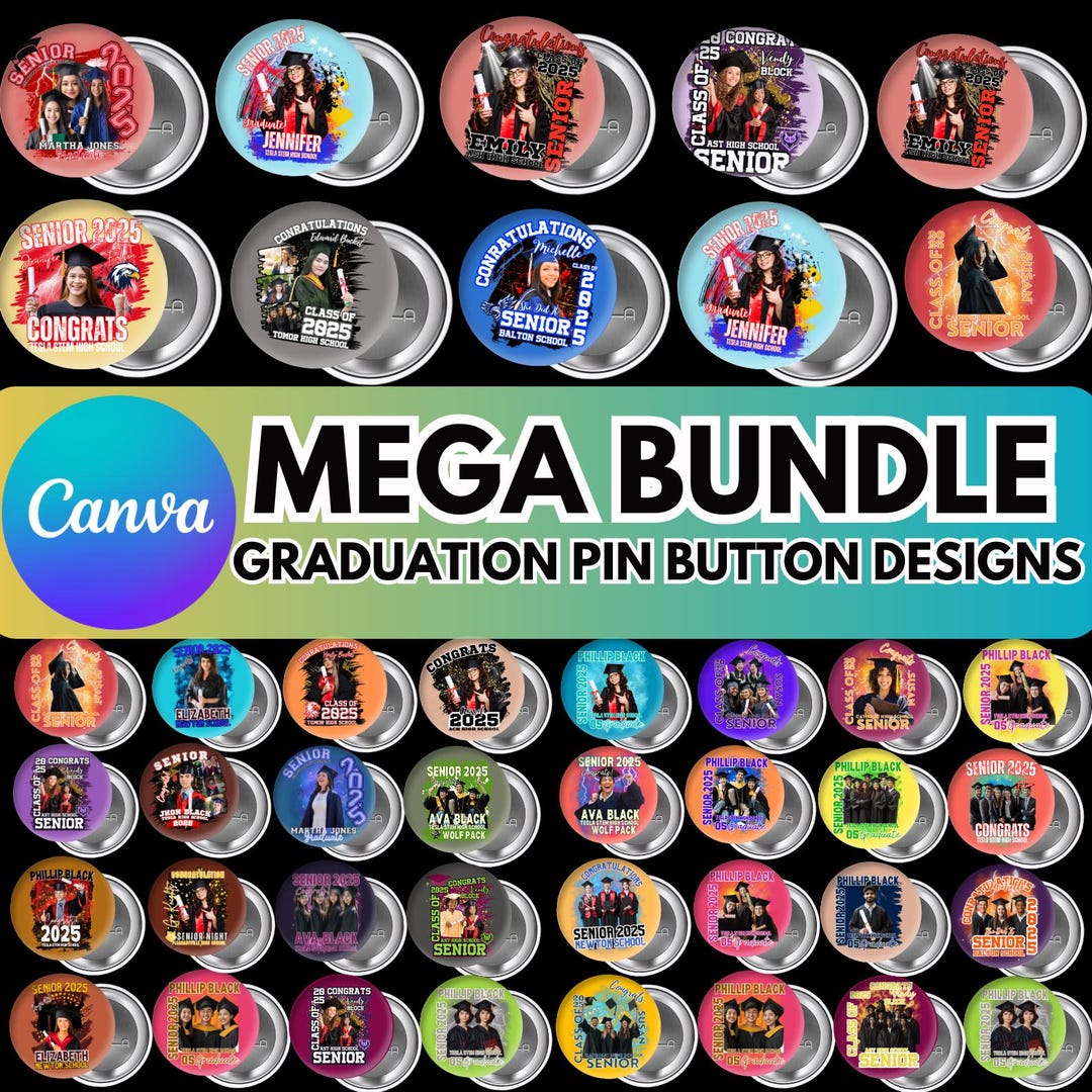 Graduation Pin Button Canva Editable Template, Congratulation 2025 ...