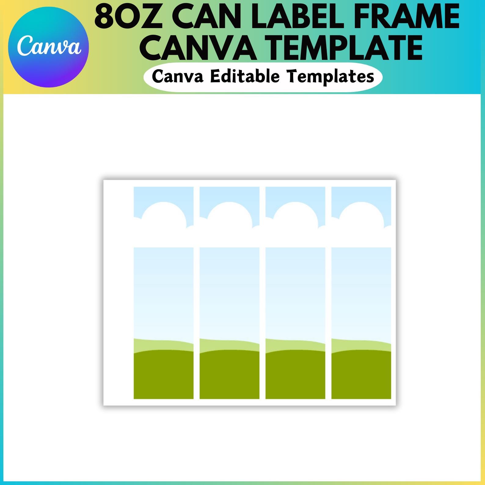 8 Oz Can Canva Template, Can Label Template, Can Template, Blank Can ...
