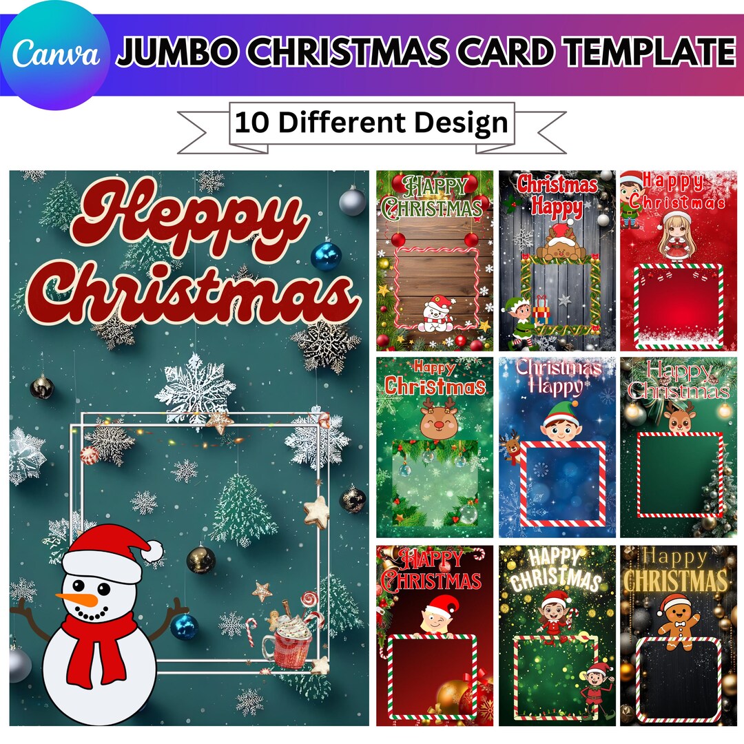 Jumbo Christmas Cards Bundle, Jumbo Christmas Card Templates, Christmas ...