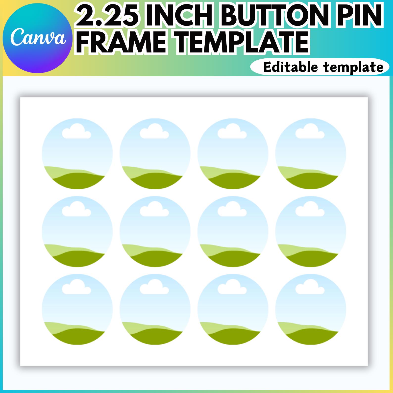 2.25 Inch Button Pin Template, Canva Editable Pin Button Template ...