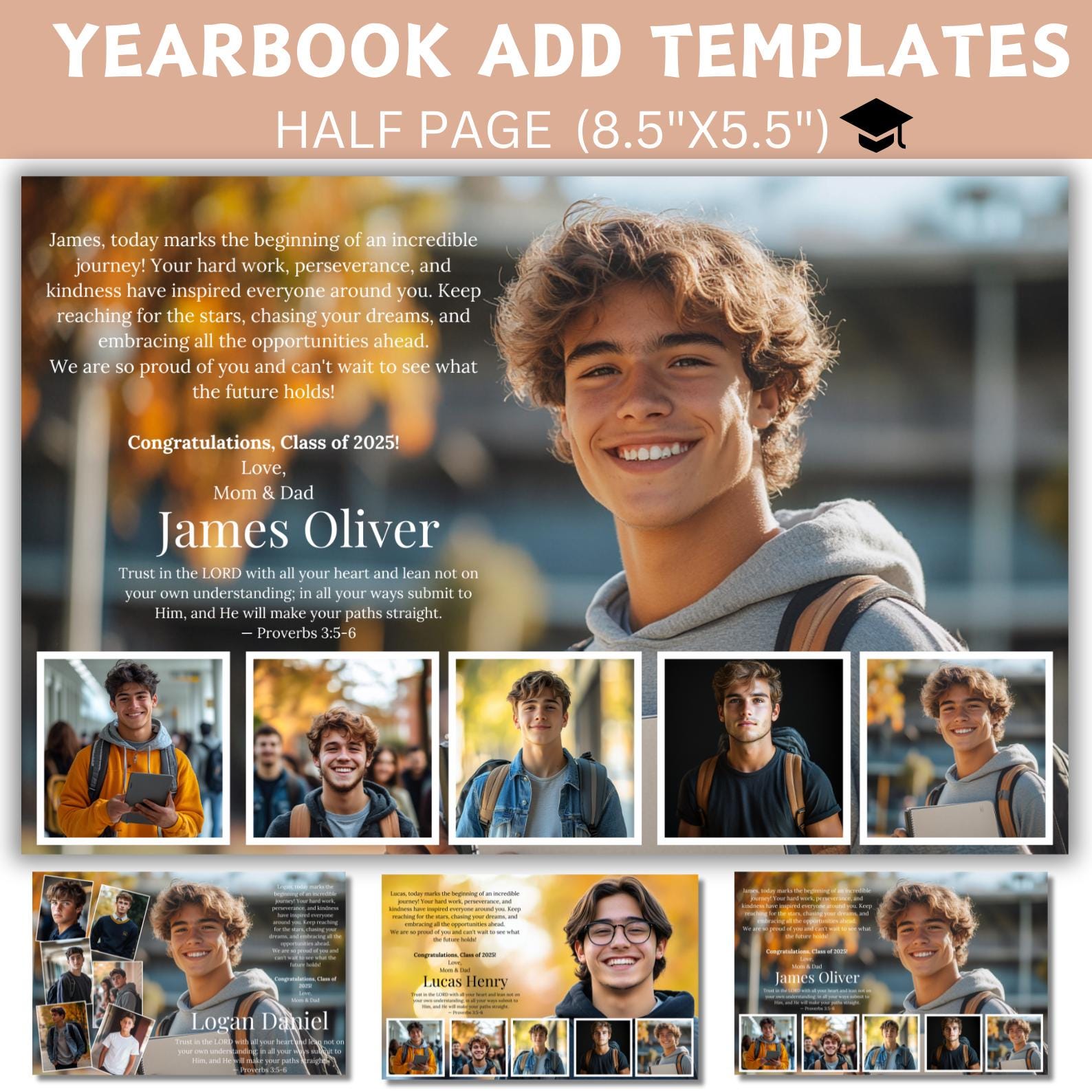 Half Page Yearbook Ad Canva Editable Bundle Template, Senior Yearbook ...