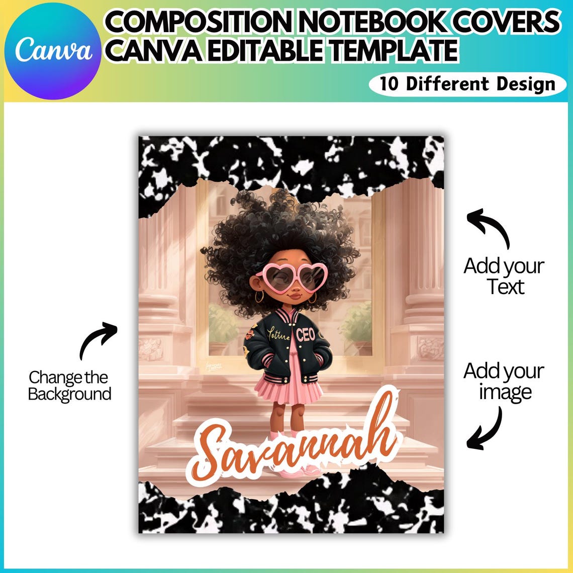 Composition Book Cover Template, Canva Composition Notebook Design ...