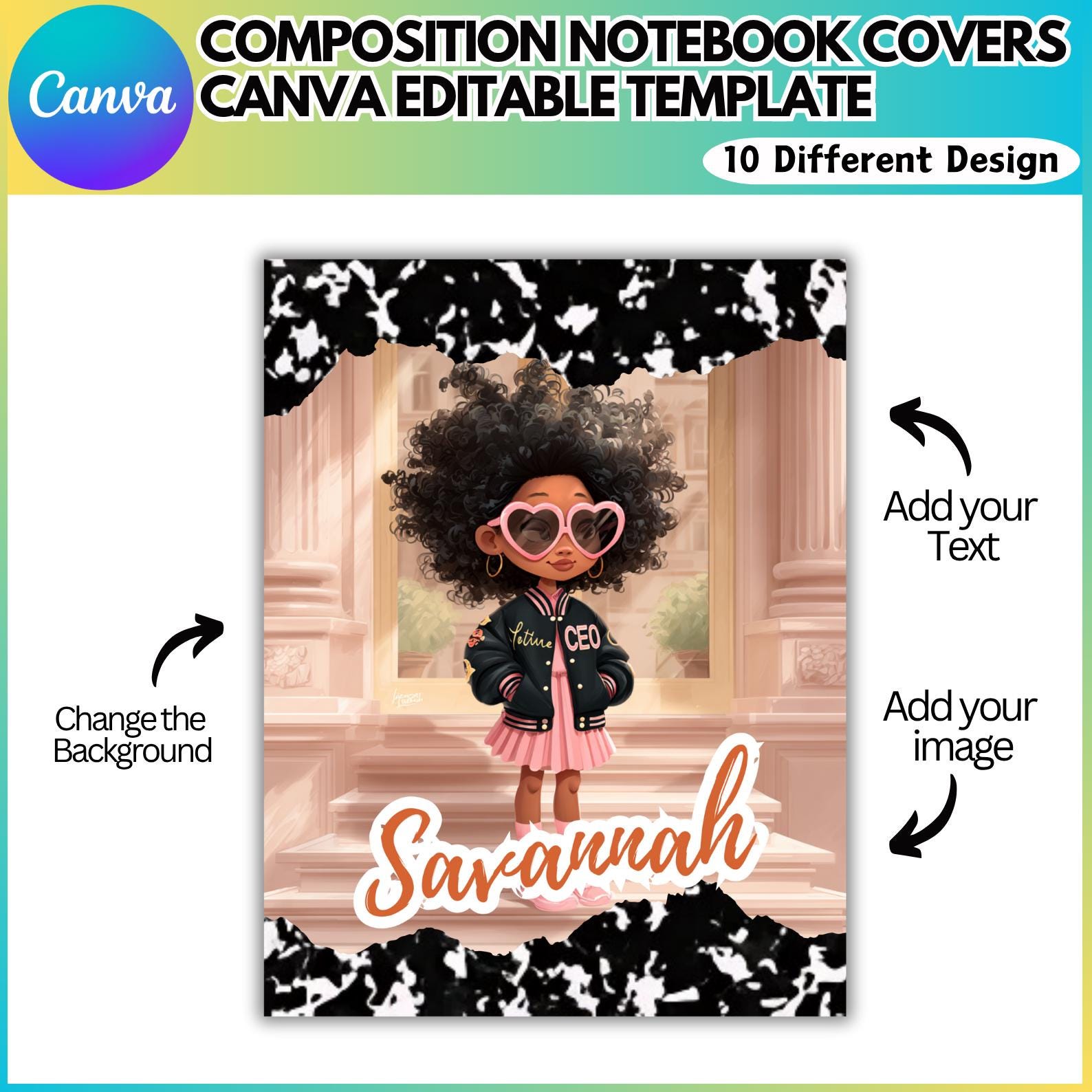 Composition Book Cover Template, Canva Composition Notebook Design ...