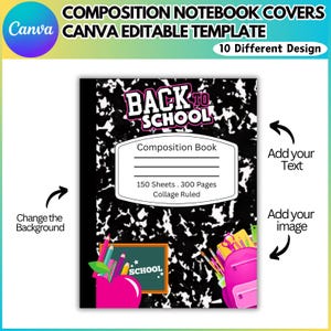 10 Composition Book Cover Canva Designs, Composition Notebook Frame ...