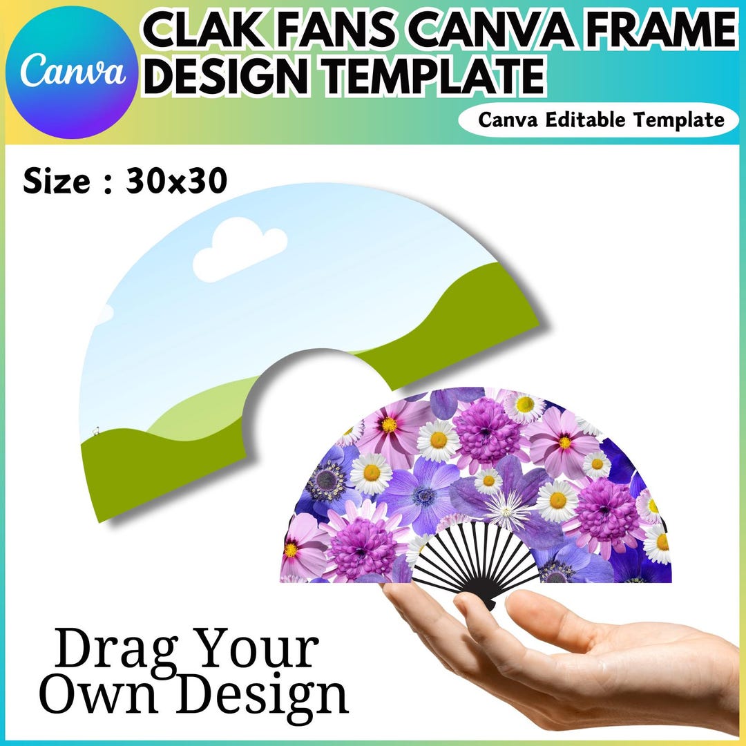 Clack Fan Editable Canva Template, Chinese Fan Template, Sublimation ...