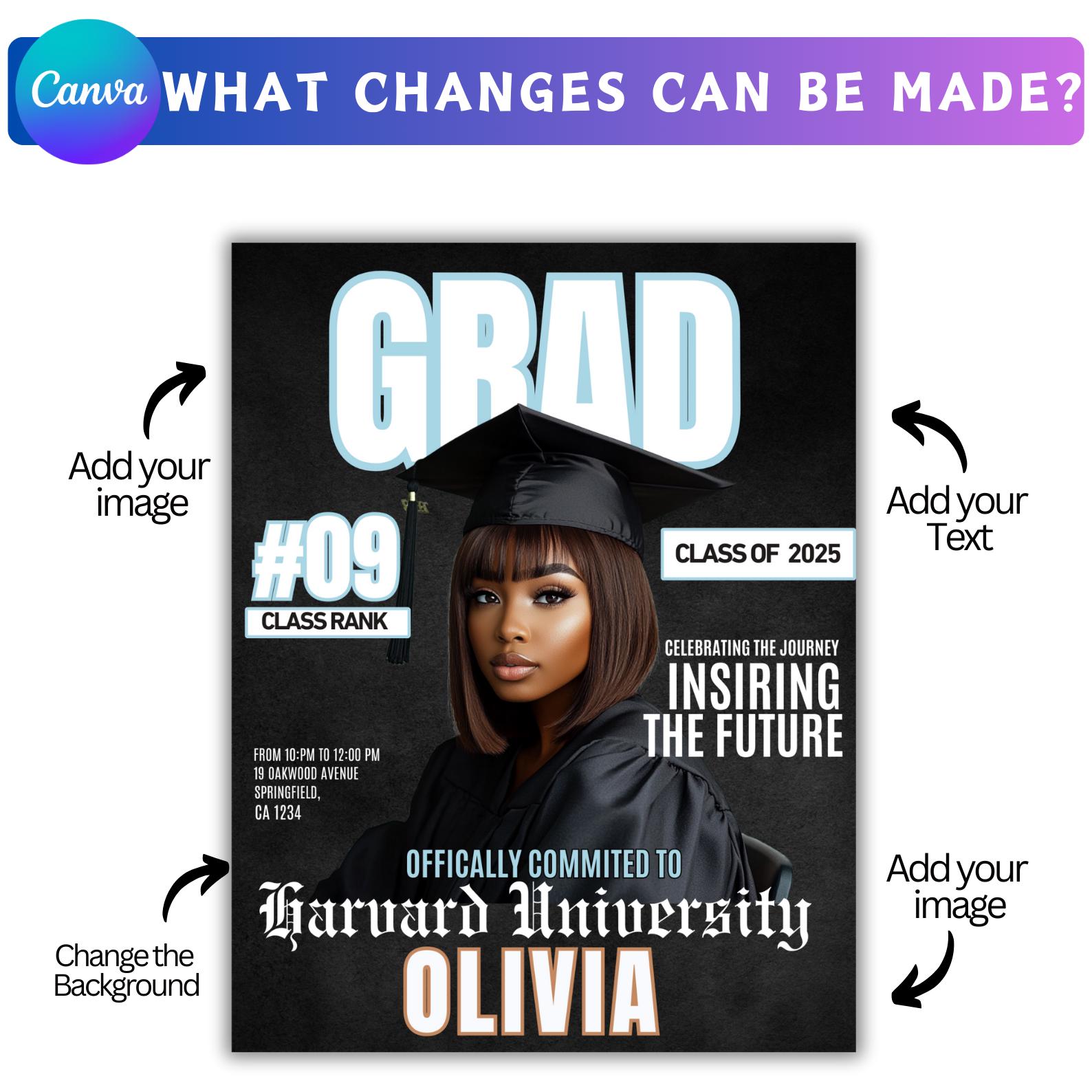 Graduation Magazine Booklet Canva Editable Template Bundle, 2025 Senior ...
