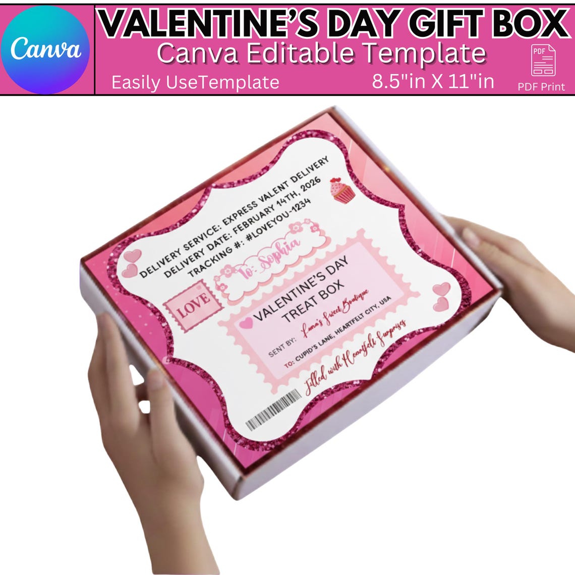 Valentine’s Day Gift Box Canva Template, Editable Love Box Design ...