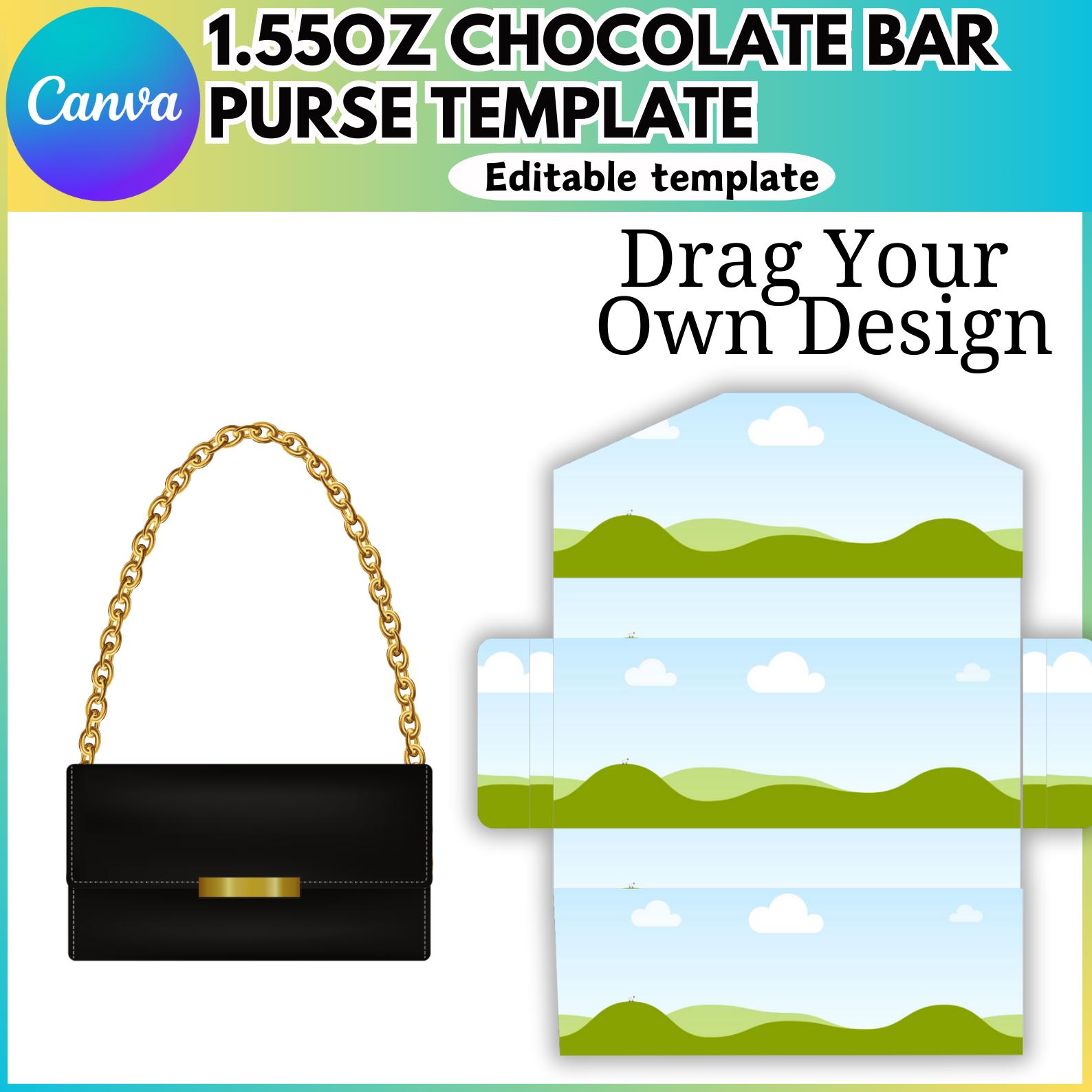 1.55oz Chocolate Bar Purse Canva Editable Template, Bar Purse Template ...
