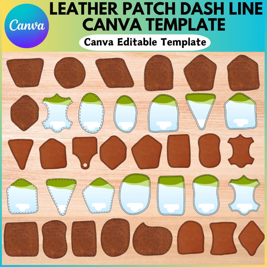 Leather Patch Canva Editable Template, Custom Leather Patch, Leather ...