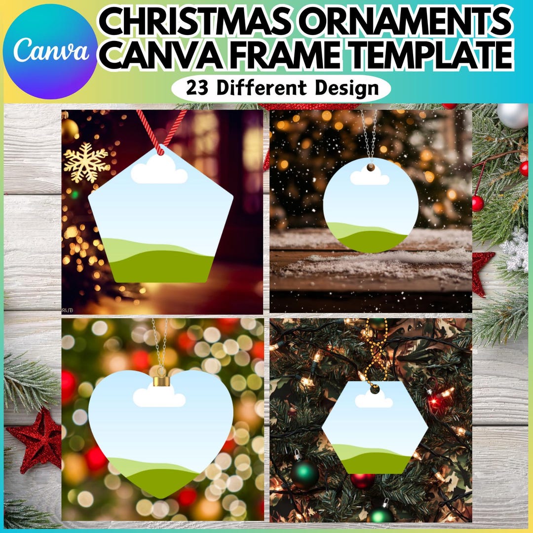 23 Christmas Ornament Canva Editable Bundle Template , Merry Christmas ...
