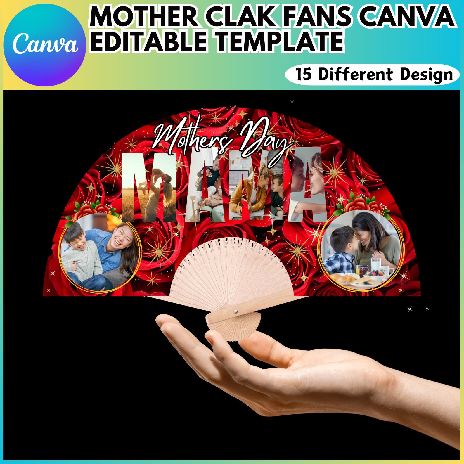 Mothers Day Clack Fan Canva Editable Template, Chinese Fan Template ...
