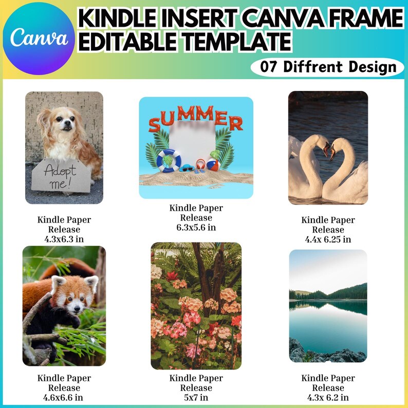Kindle Insert Template Canva Editable Template, Kindle Insert Frame ...