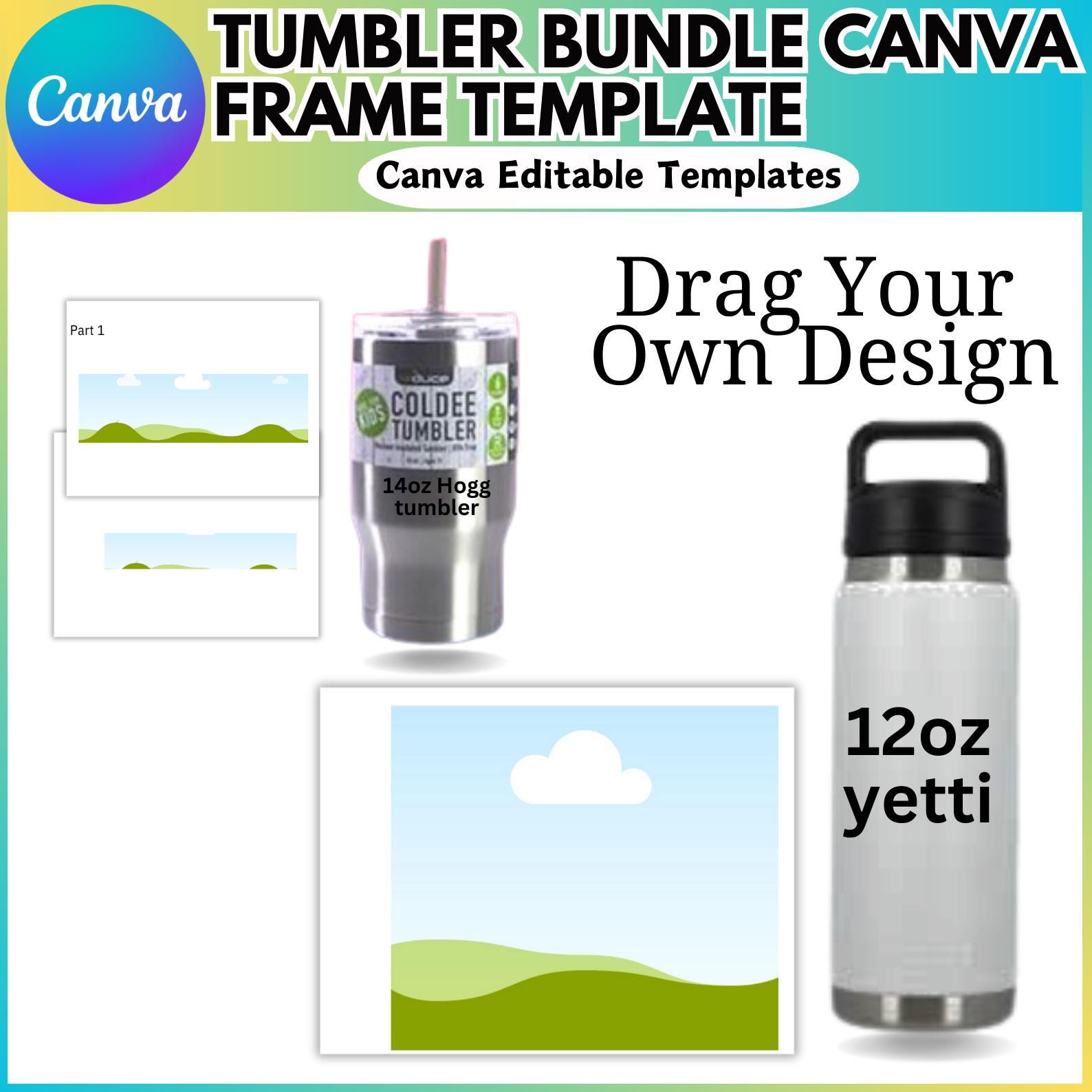 Tumbler Template Canva Editable Bundle | Tumbler, Mug & Libbey Glass ...