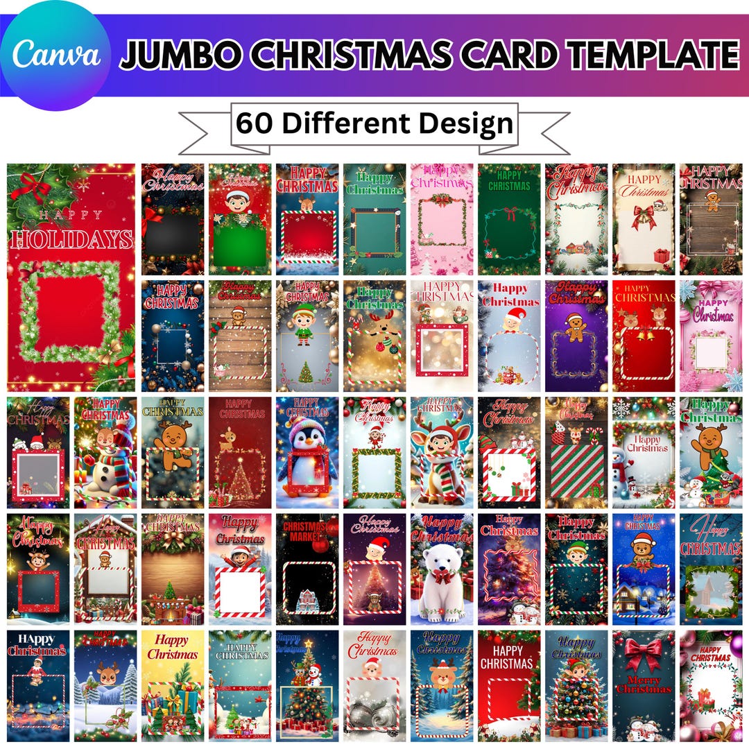 Jumbo Christmas Cards Bundle, Jumbo Christmas Card Templates, Christmas ...