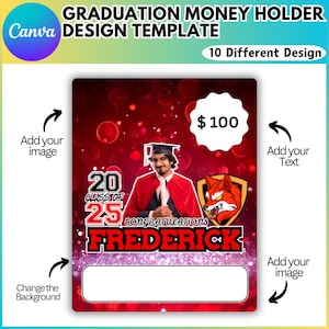 Graduation Money Holder Card Canva Editable Template, Money Gift Card ...