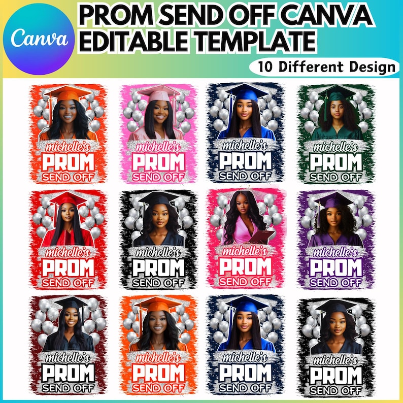 Prom Send off 2026 Canva Editable Bundle, High School Graduation Canva ...