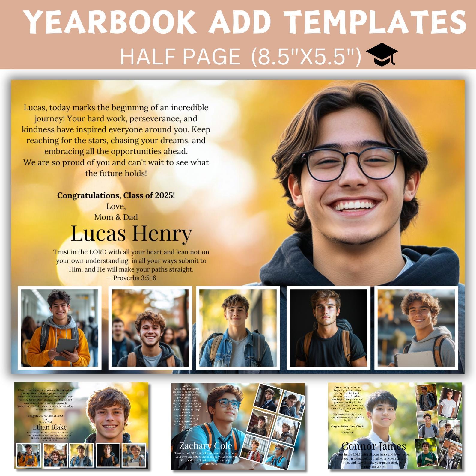Half Page Yearbook Ad Canva Editable Bundle Template, Senior Yearbook ...
